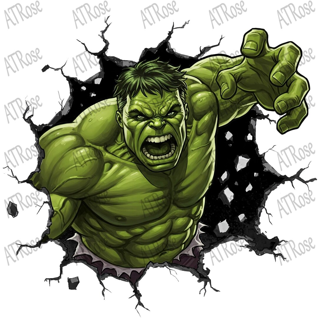 PNG - Hulk Breaking Wall - Marvel Superhero Clipart - Digital Download ...