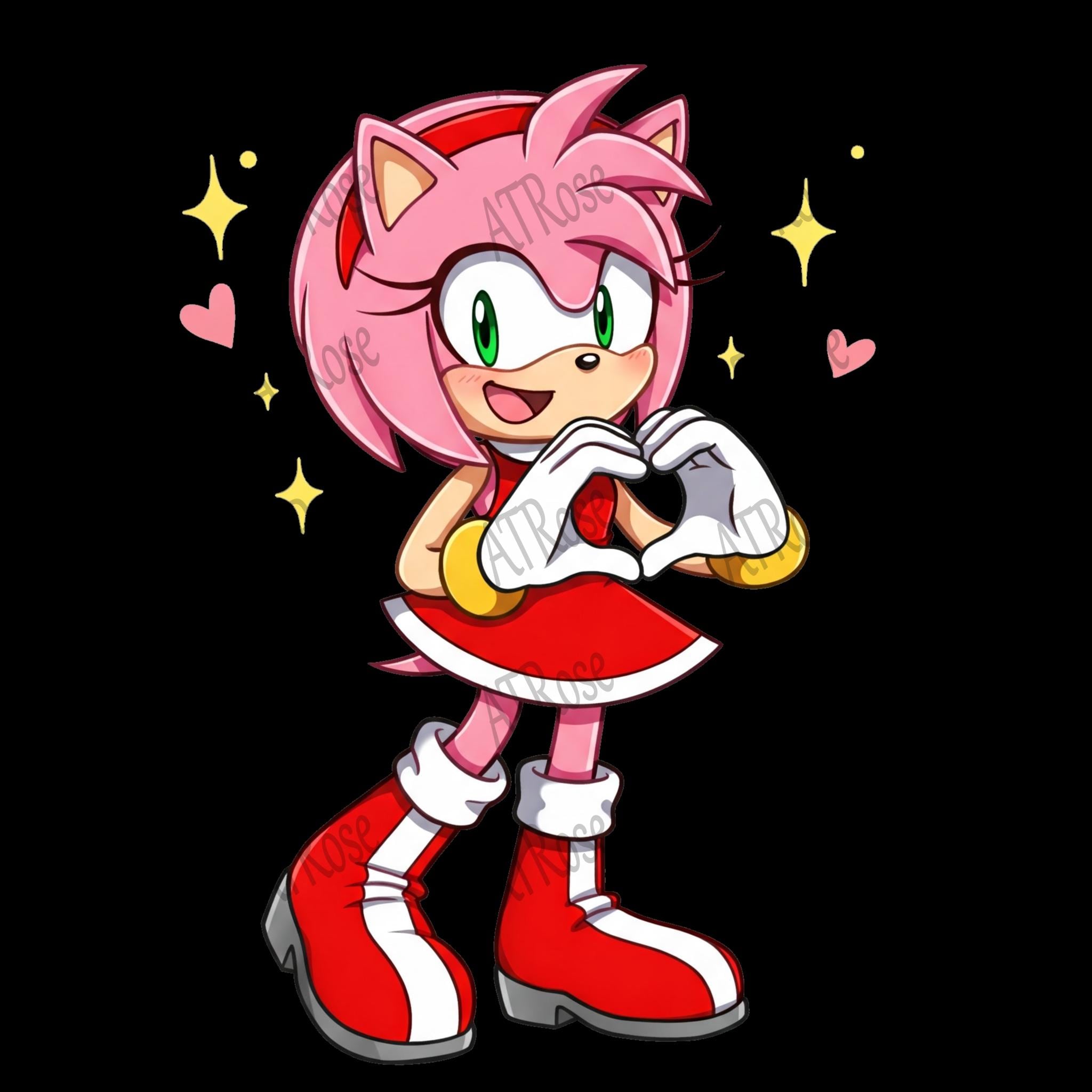 PNG - Amy Rose Heart Hands Pose - Sonic Character Clipart - Cute Love ...