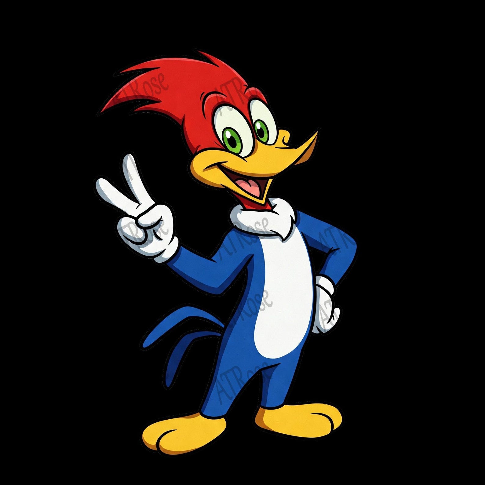 PNG - Woody Woodpecker Cartoon Character Clipart - Peace Sign Pose ...