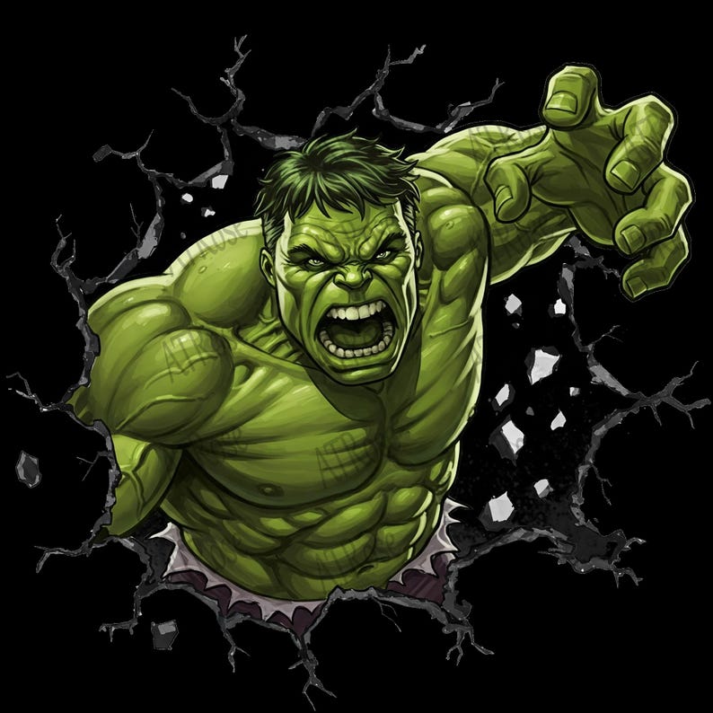 PNG - Hulk Breaking Wall - Marvel Superhero Clipart - Digital Download ...