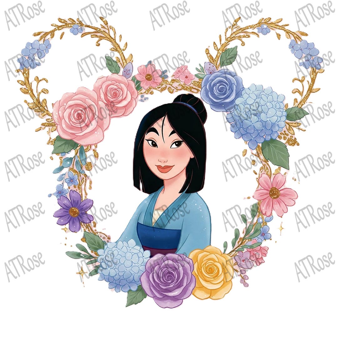 PNG - Mulan Floral Frame - Enchanted Disney Illustration - Clipart ...
