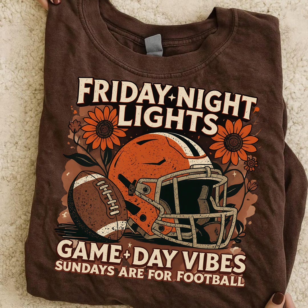 Friday Night Lights Football Shirt, Game Day Vibes Tee, Retro Sunday ...