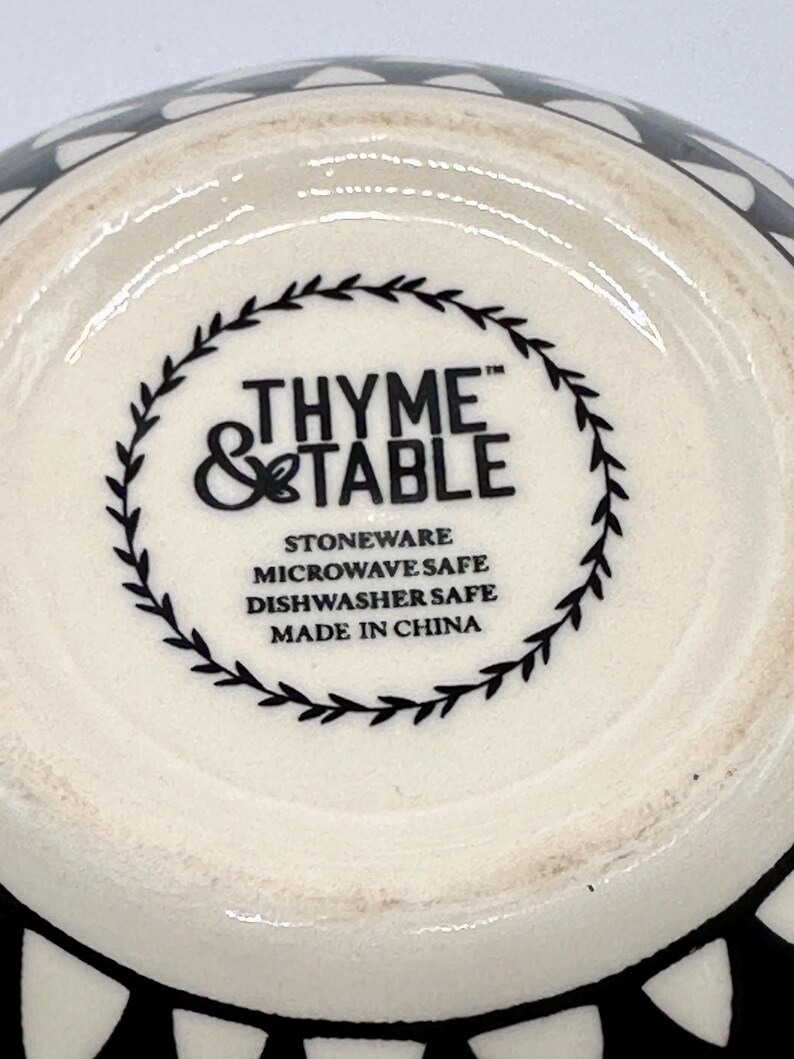 Thyme and Table Dinnerware Black and White Medallion Stoneware Round Replacement Bowl - Etsy