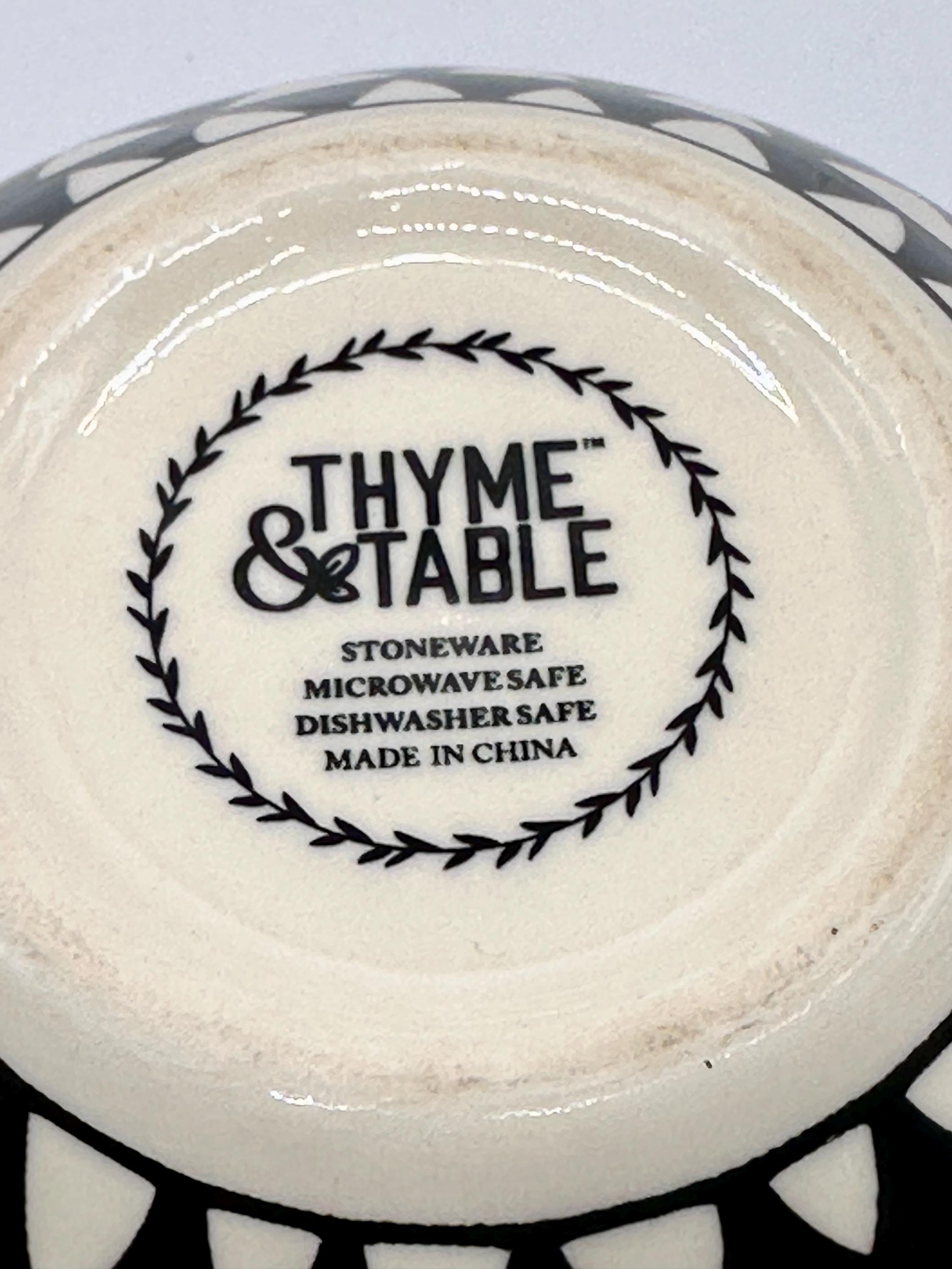 Thyme and Table Dinnerware Black and White Medallion Stoneware Round ...