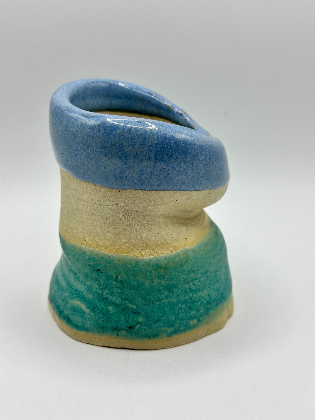 Funky Little Signed Studio Pottery Vase/candle Holder - 4” Tall - as Is ...