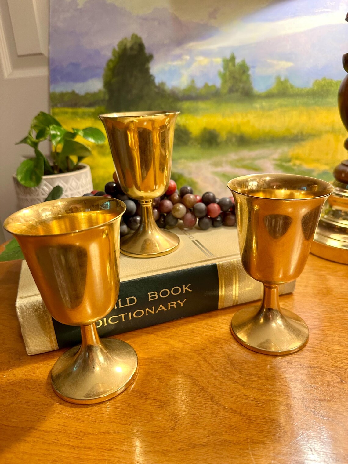 Vintage Beautiful Brass Drinking® Goblets set of 3 - Etsy