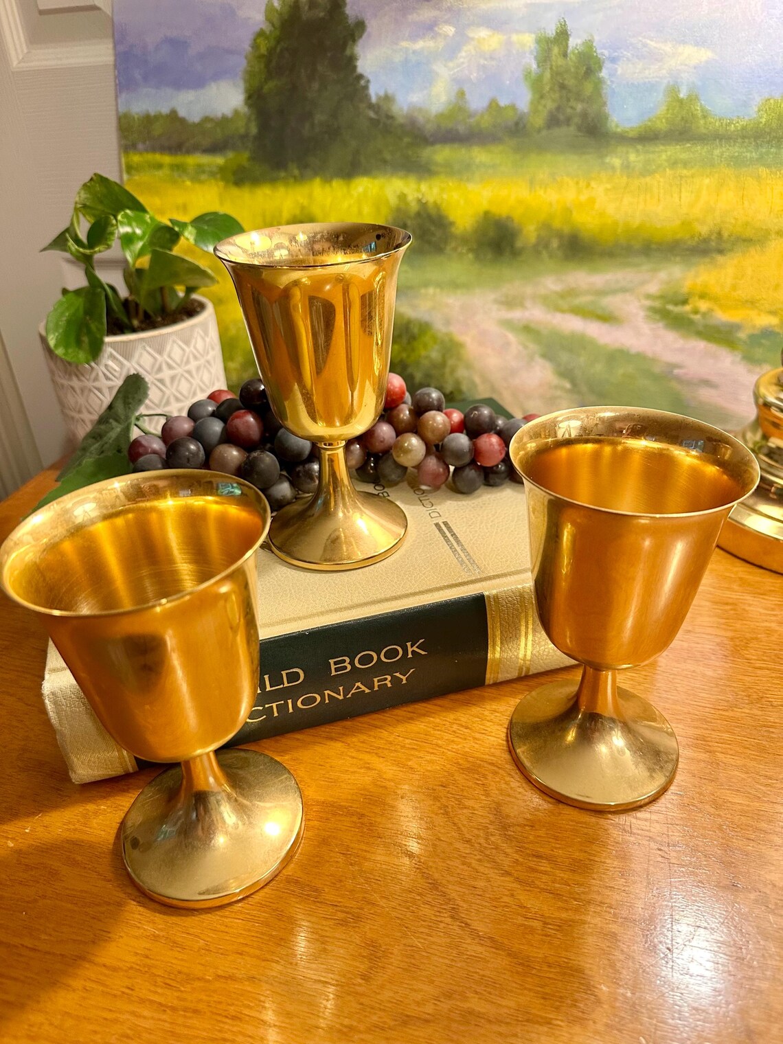 Vintage Beautiful Brass Drinking® Goblets set of 3 - Etsy