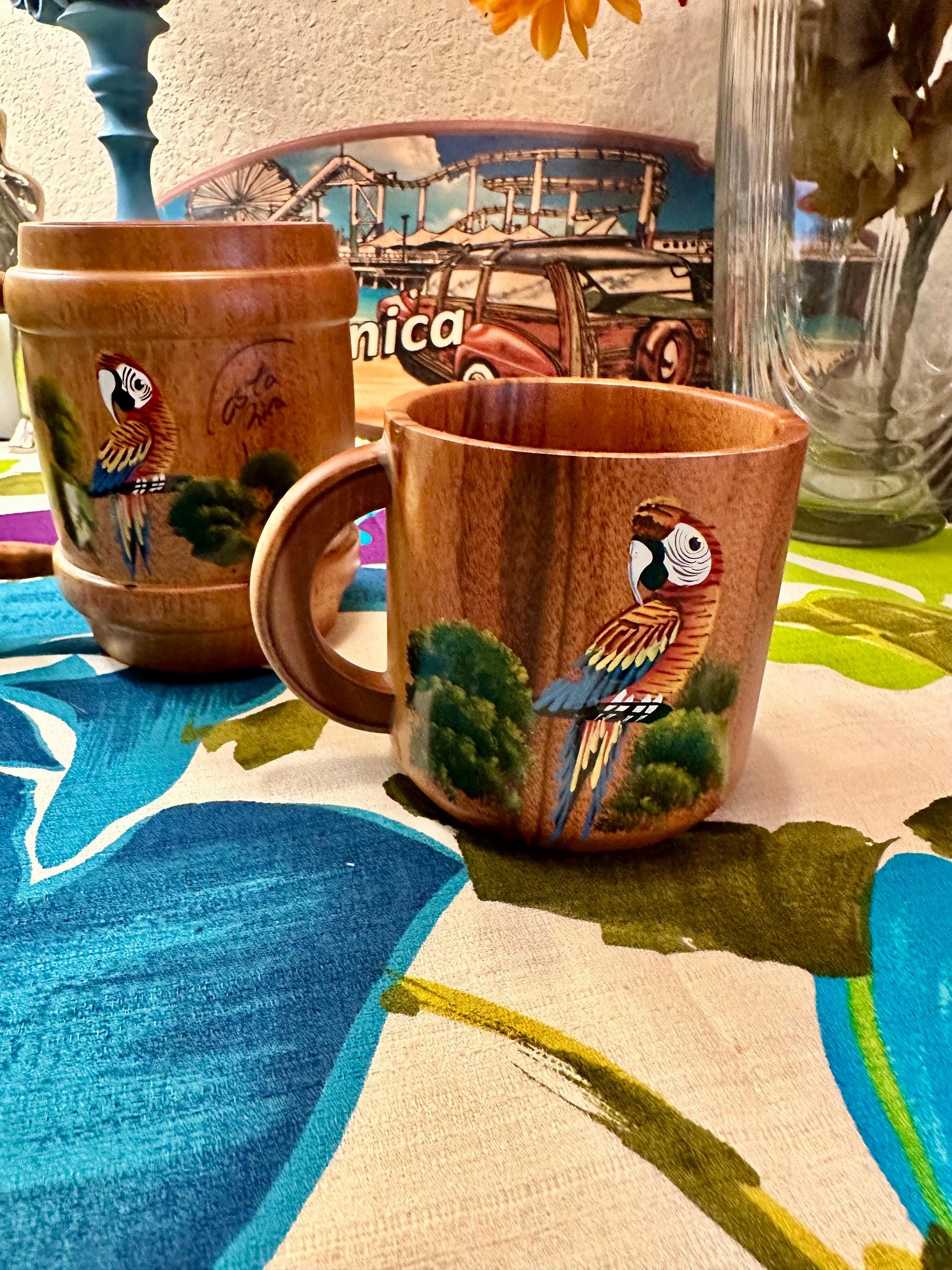 Costa Rican Hand Painted His and Hers Parrot Mugs - as Is - Etsy