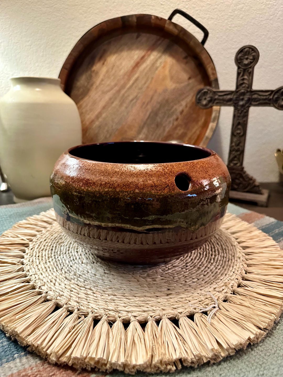 The Violet Pot - Vintage 2000 Brown/green Self-watering African Violet ...