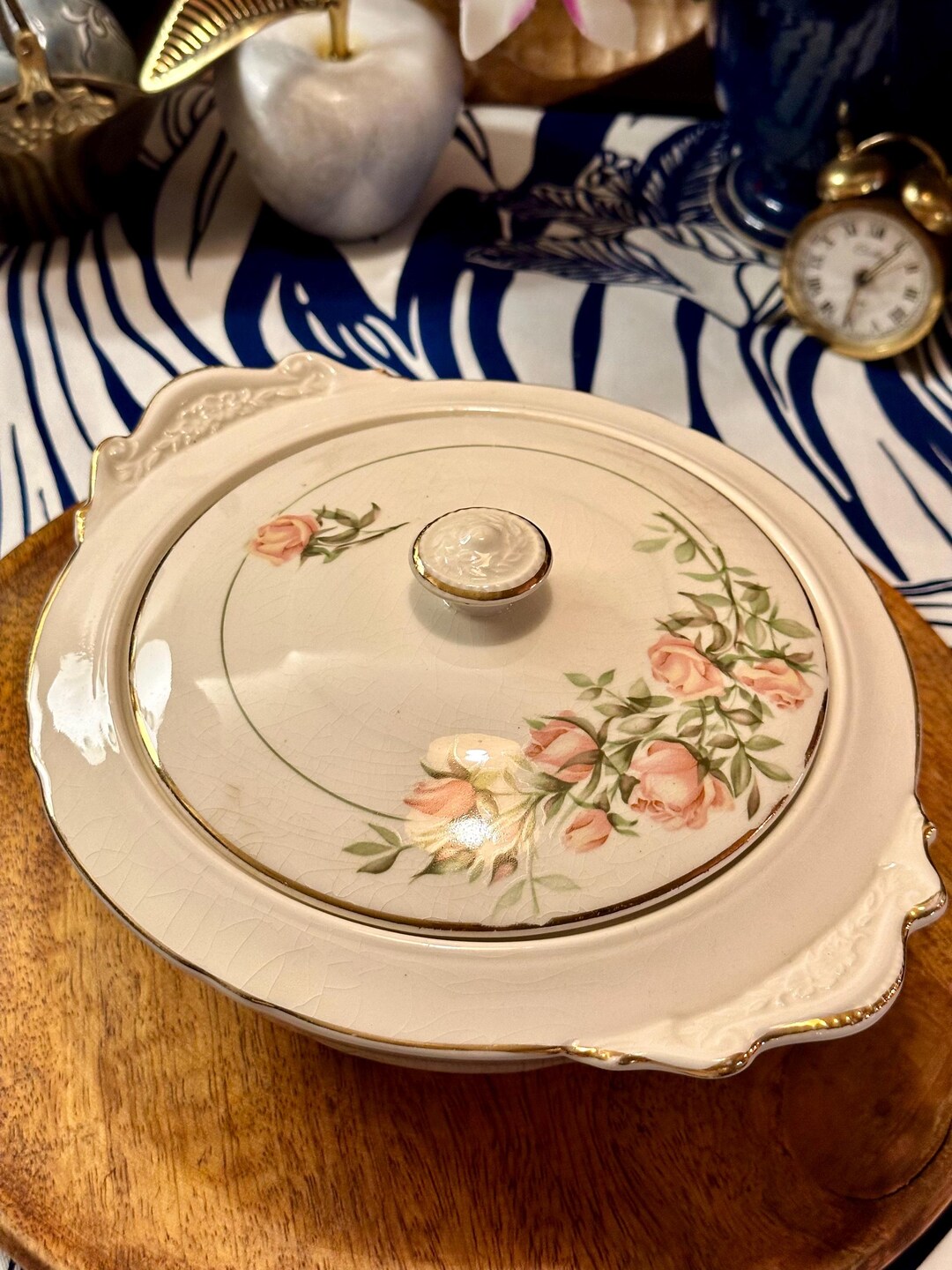 Crown Potteries Co. Porcelain Covered Serving Dish With Crazing - VTG ...