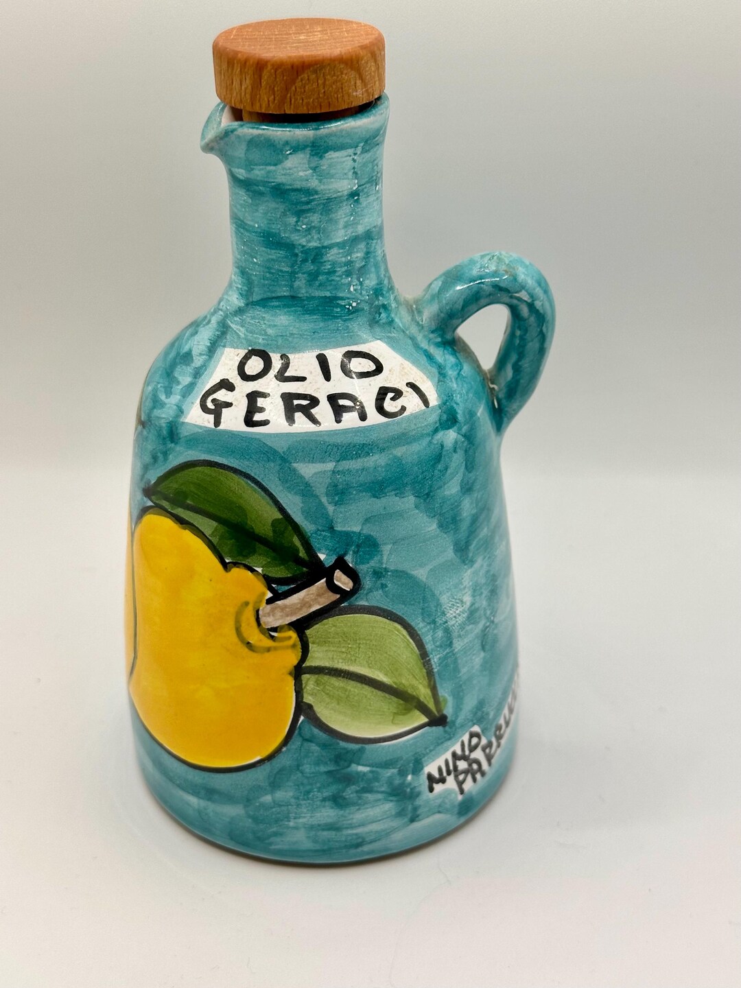 Vintage Nino Parrucca Hand Painted Oil Jar Signed Pottery - Made in ...