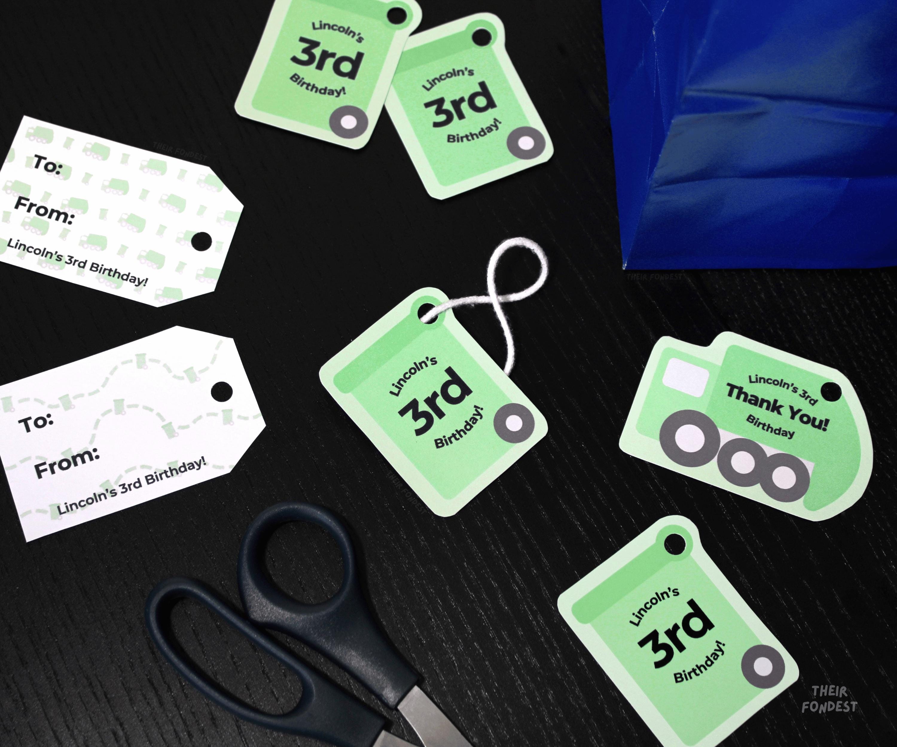 Printable Trash Truck-themed Birthday Gift Tag Template Pack | Digital ...