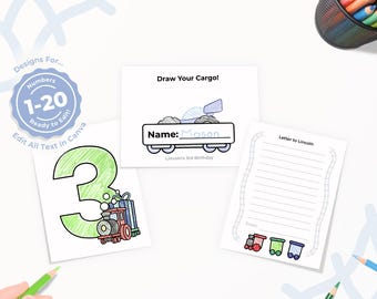 Editable Train Birthday Party Coloring Activities: Print From Home ...
