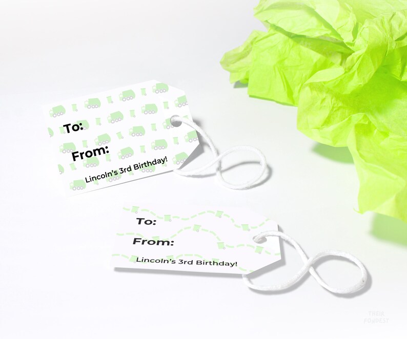 Printable Trash Truck-themed Birthday Gift Tag Template Pack | Digital ...