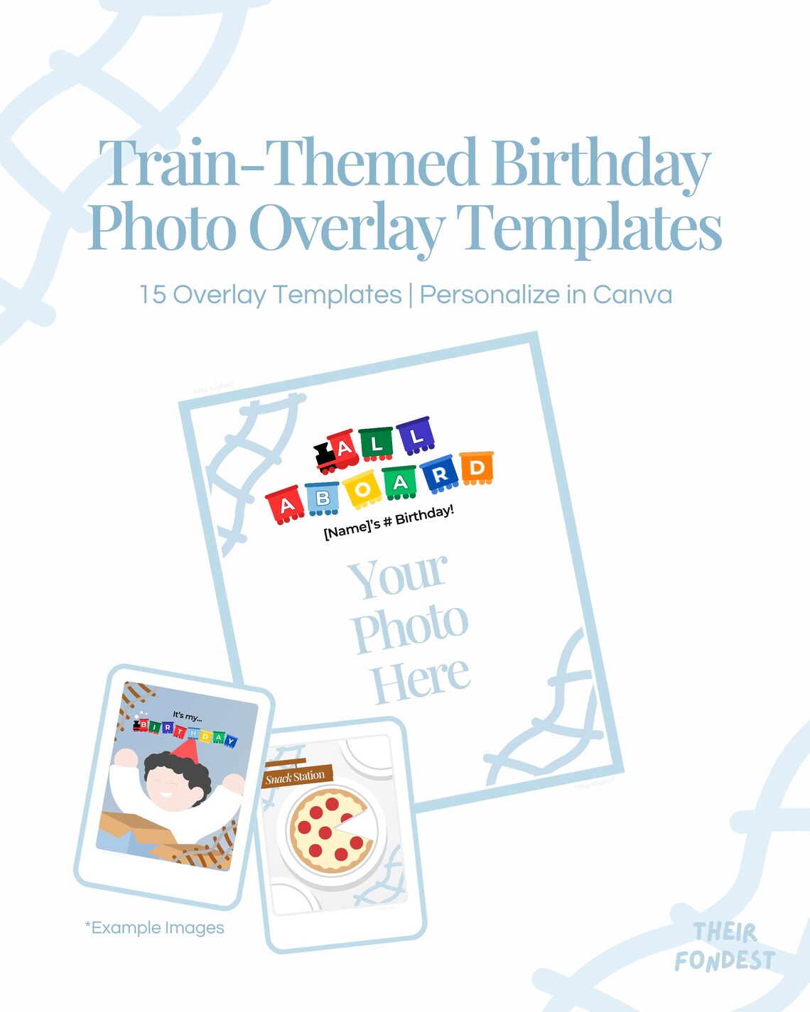 Train Themed Birthday Photo Overlays Digital Download 15 Overlay ...