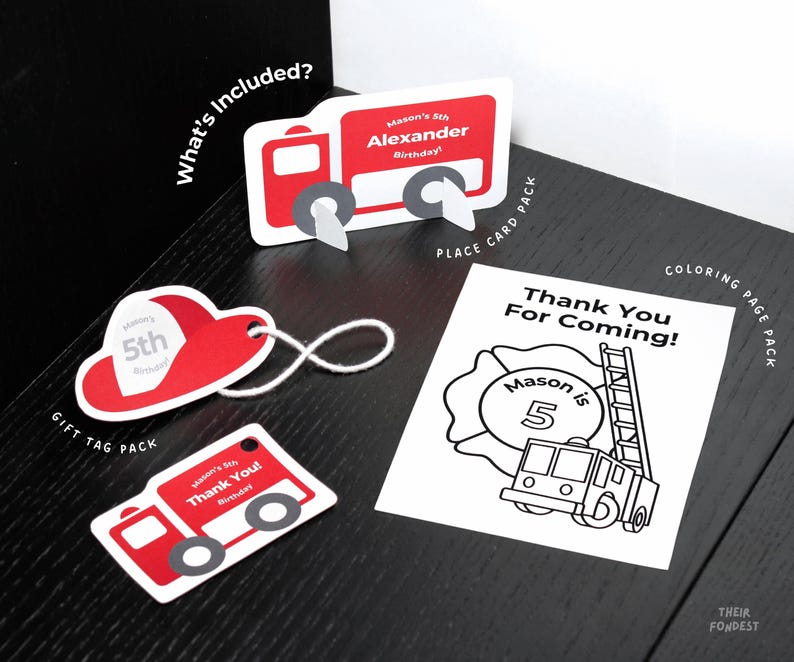 Printable Fire Truck Birthday Bundle, Digital Download, Editable Fire ...
