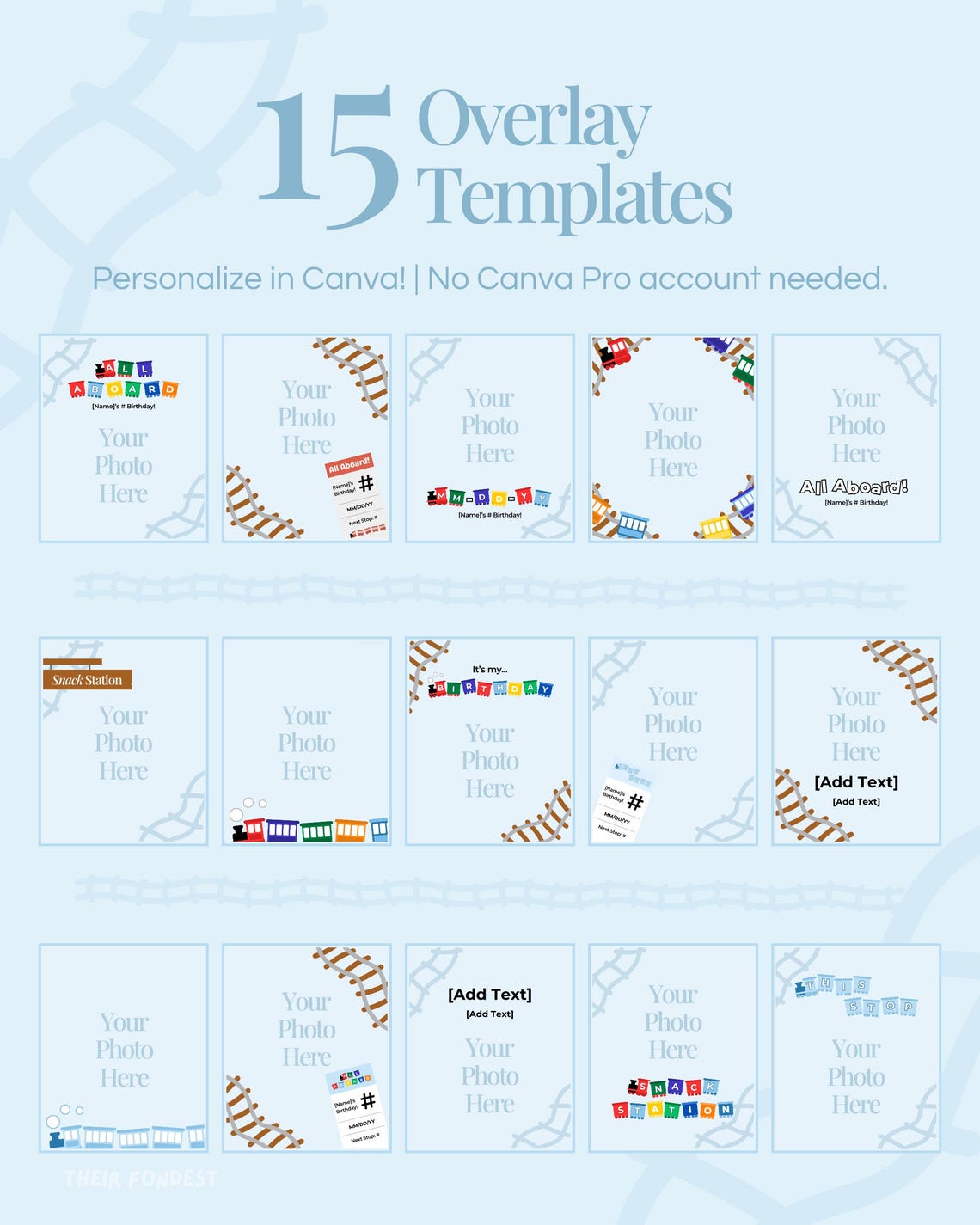 Train Themed Birthday Photo Overlays Digital Download 15 Overlay ...