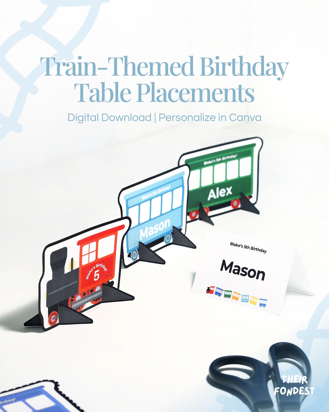 Train Themed Birthday Table Placements Digital Download, Train Themed ...