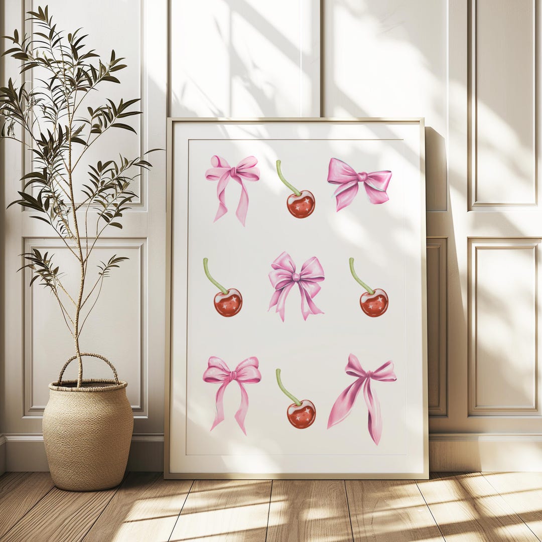 Trendy Pink Bows Wall Art, Preppy Posters for College Apartments ...