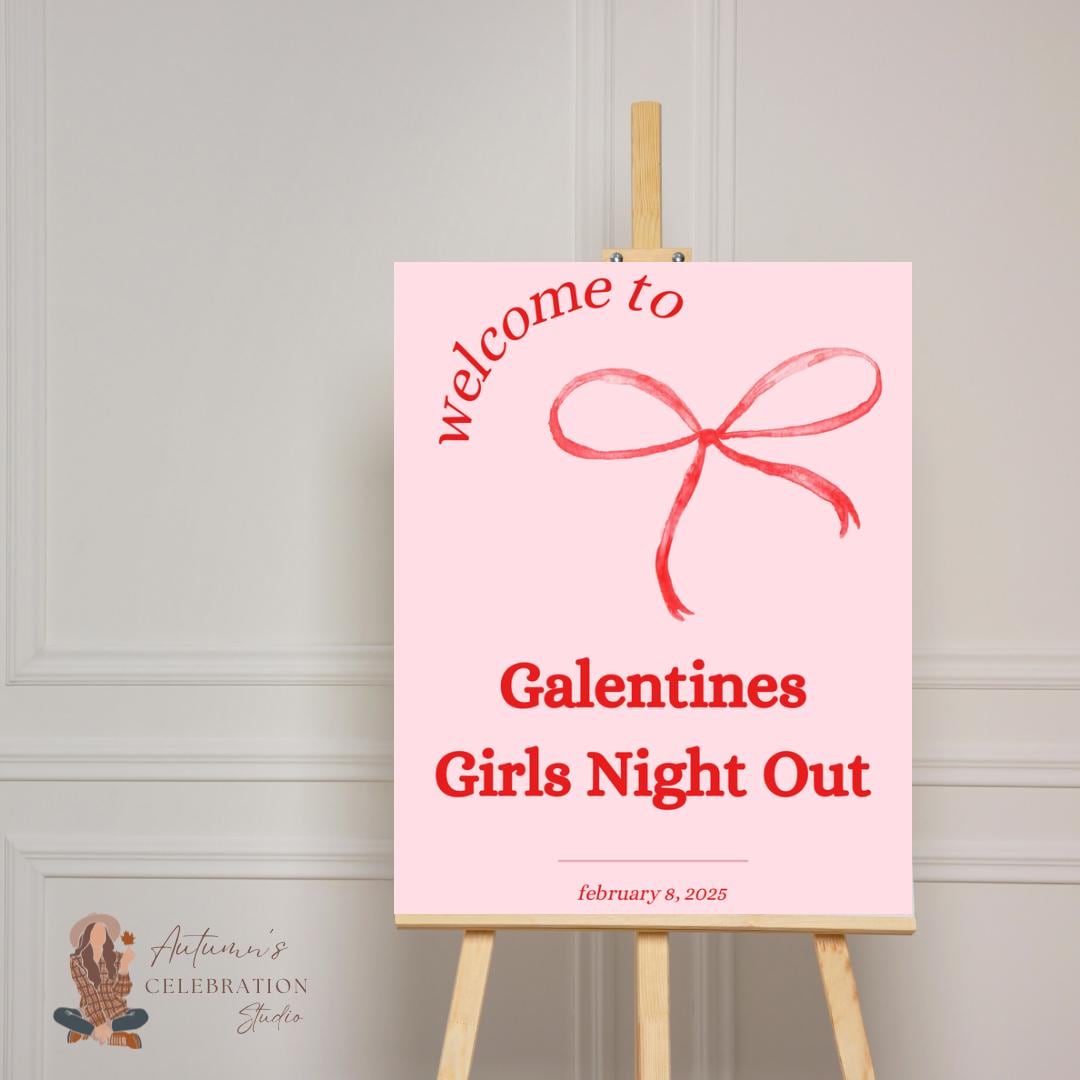 Galentines Day Welcome Sign, Valentines Day Welcome Sign, Bow, Digital ...
