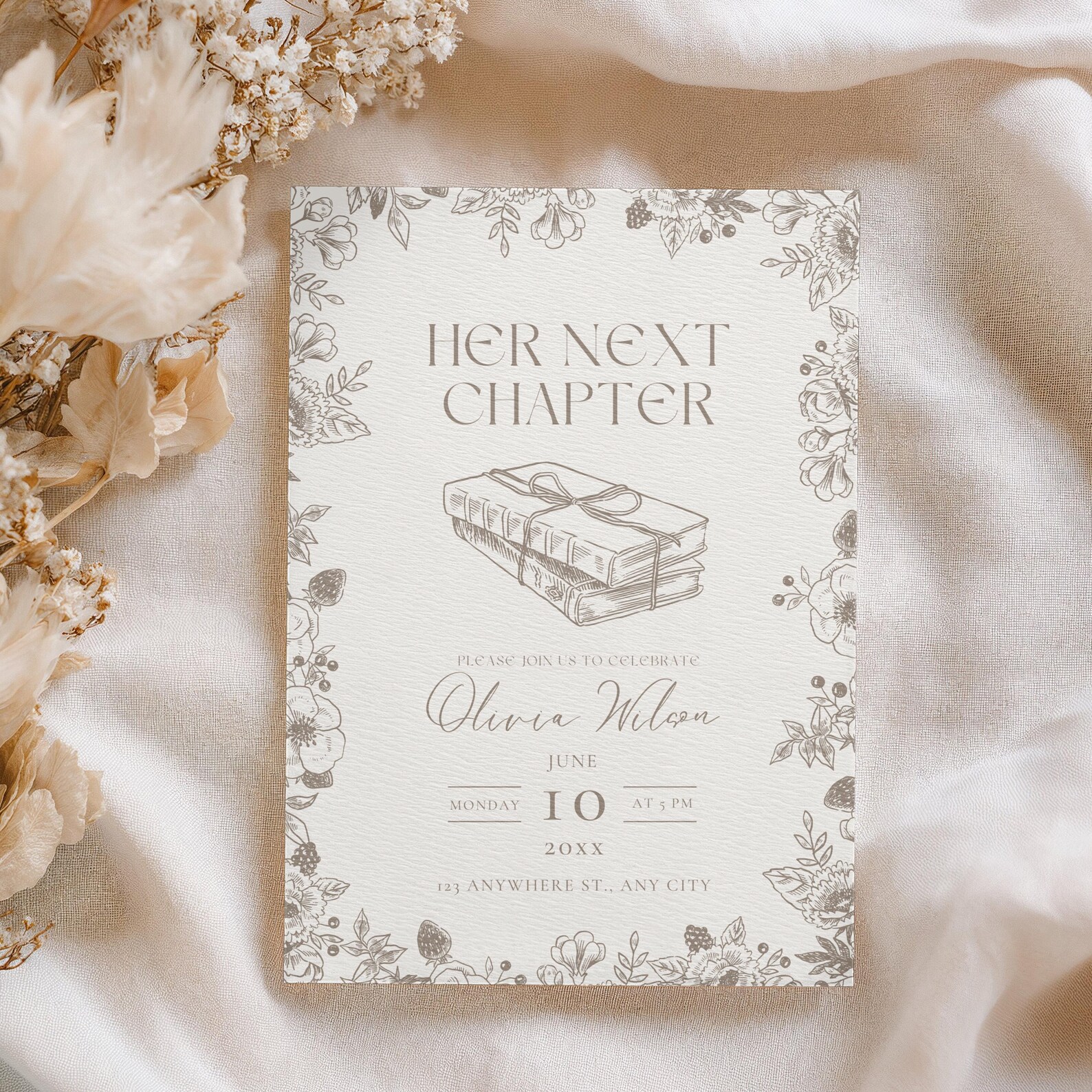 Her Next Chapter Begins Bridal Shower Invitation Template Elegant ...