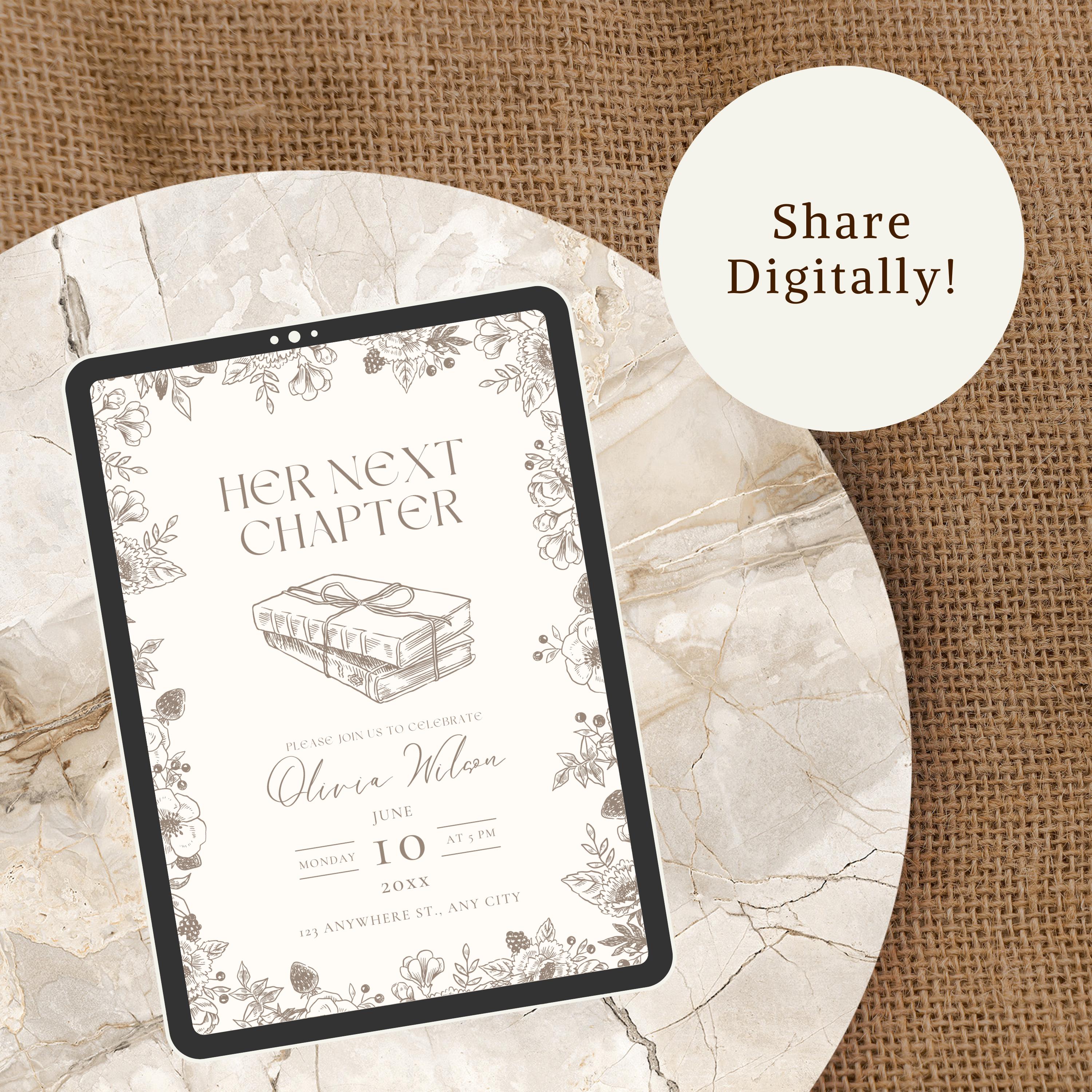 Her Next Chapter Begins Bridal Shower Invitation Template Elegant ...