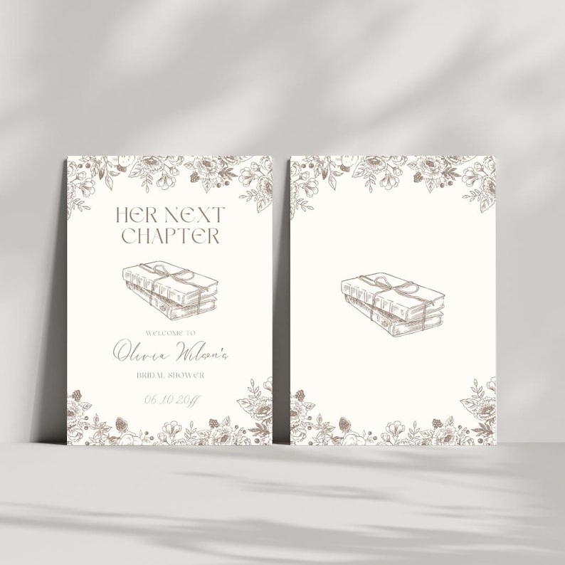 Her Next Chapter Begins Bridal Shower Welcome Sign Template Elegant ...