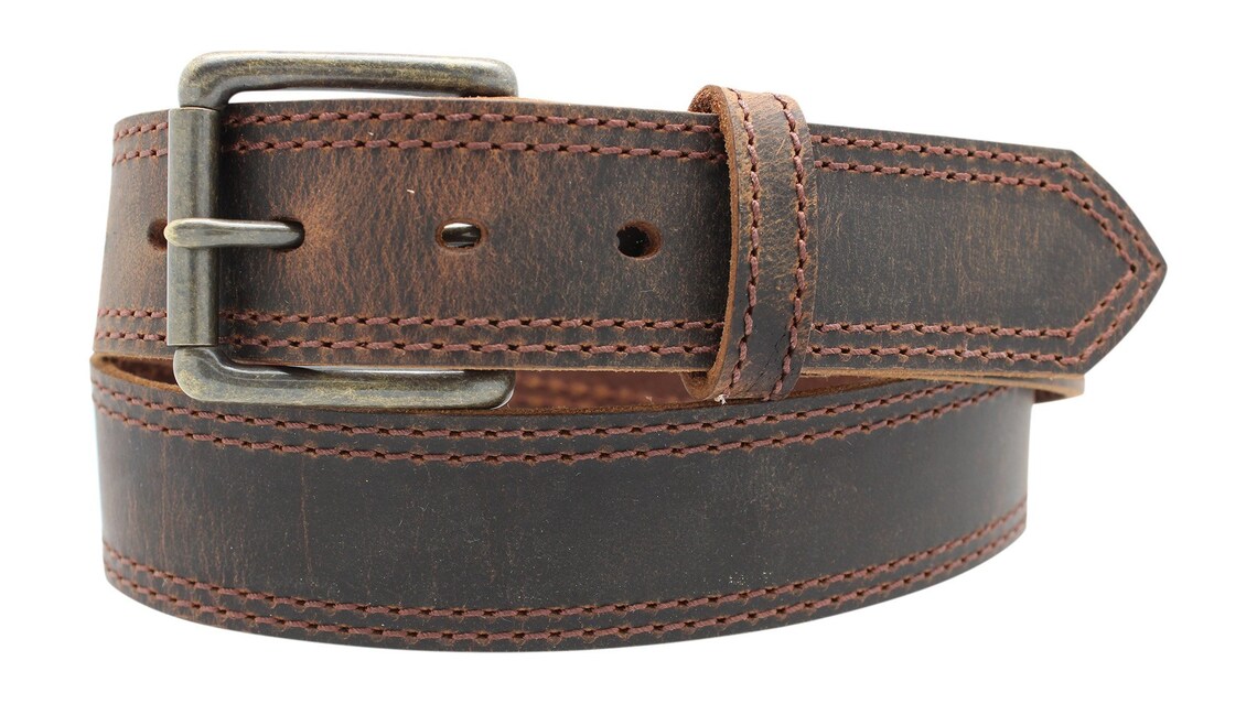 Men's Distressed Leather Belt American Handcrafted Quality Rustic ...