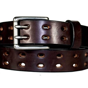 Double Hole Leather Belt With Double Prong Buckle - Etsy