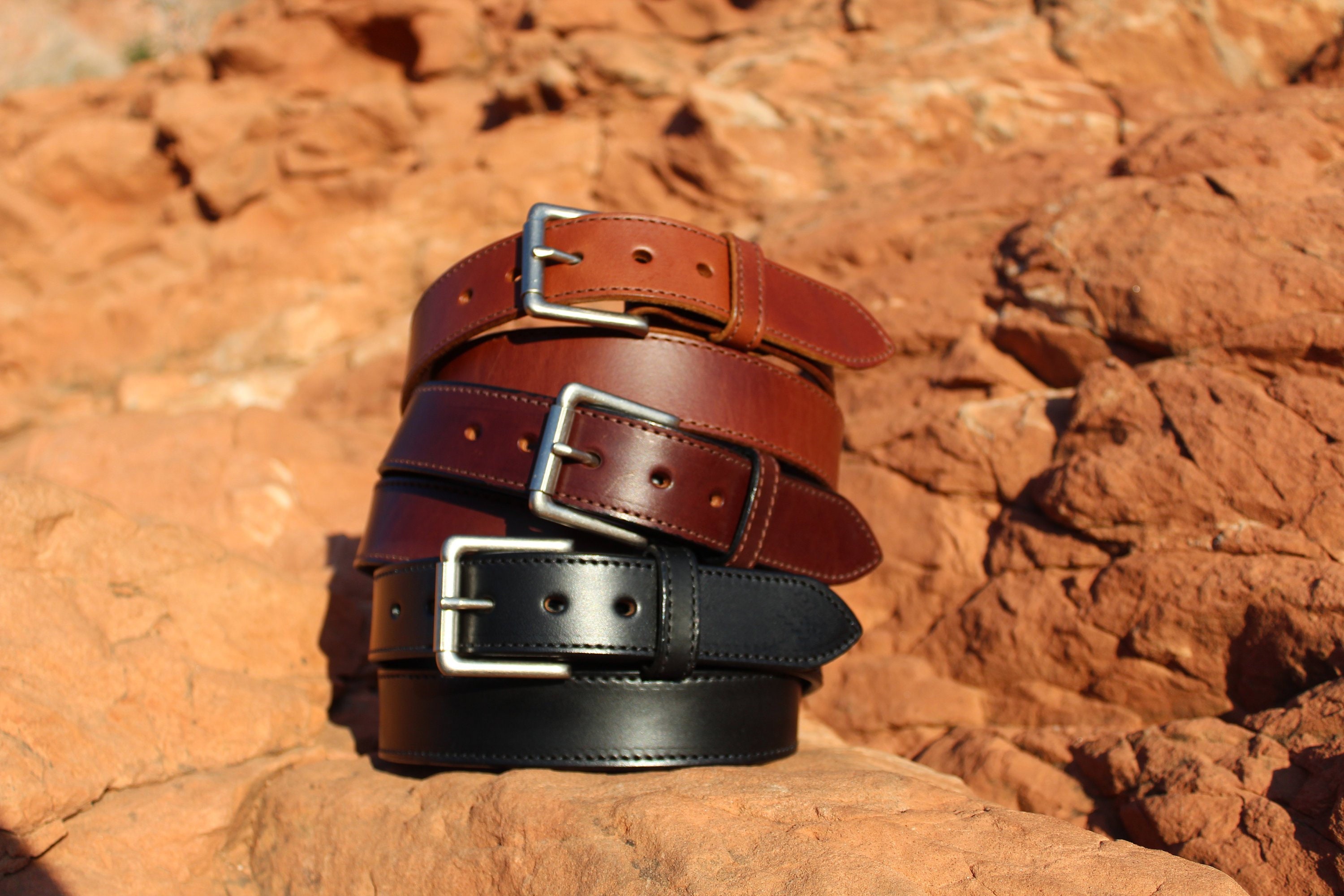 Leather Gun Belt 14 Oz 1 1/2" Heavy Duty Concealed Carry CCW Belt ...