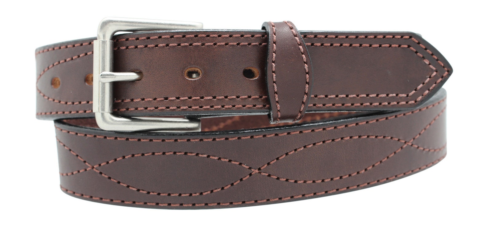Figure 8 Stitched Leather Work Belt 1 1/2'' up to 70'' Waist, Black ...