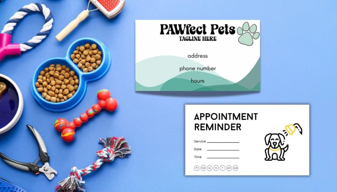 Animal Groomer Appointment Reminder Card: Editable Template (digital ...