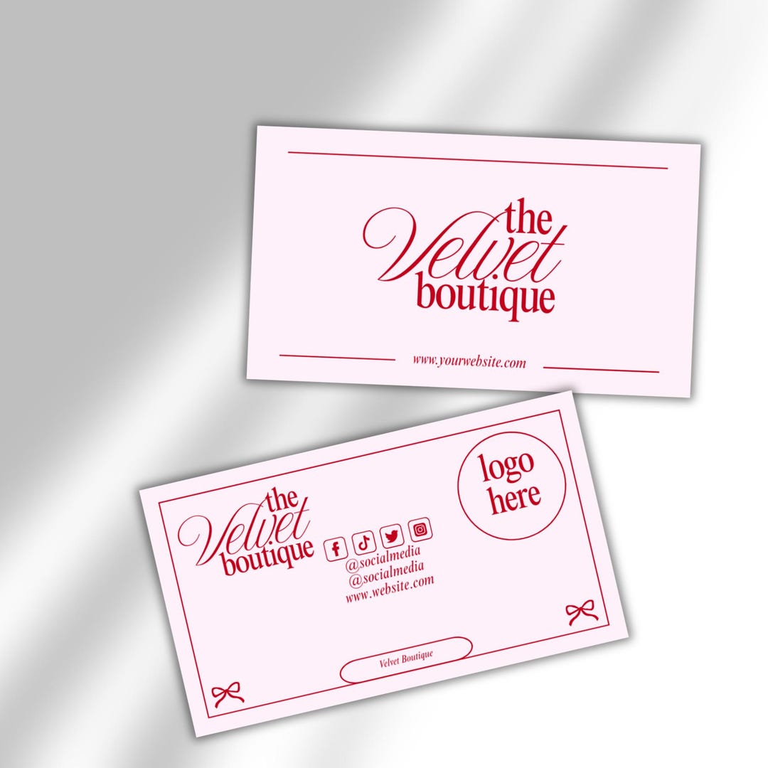 Coquette Business Card Template: Pink & Red, Modern Canva Design (3.5 ...