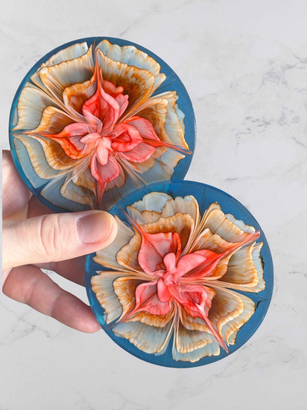 3D Blooming Flower Coaster Set | Home Decor | Epoxy Resin | Kitchen ...