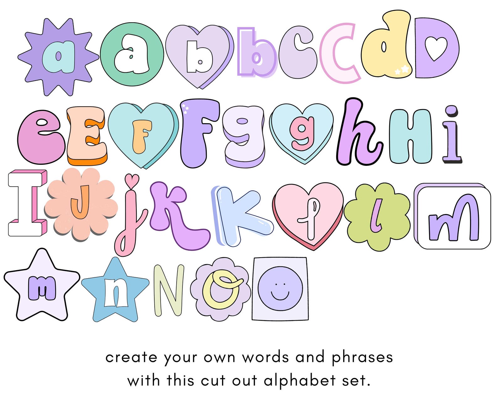 Retro Pastel Alphabet Set: PNG, SVG Letters for Sublimation, Clipart, T ...