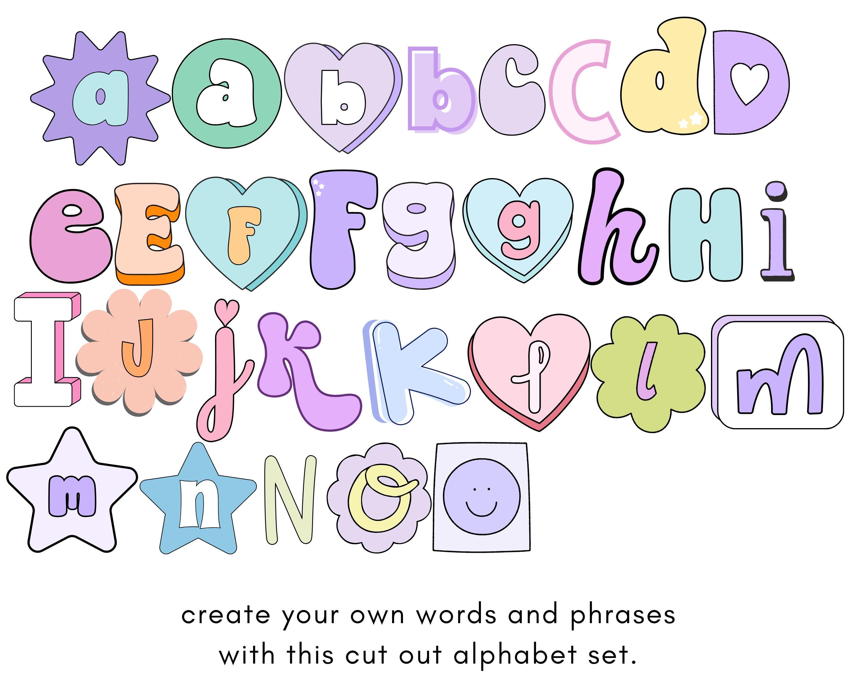 Retro Pastel Alphabet Set: PNG, SVG Letters for Sublimation, Clipart, T ...