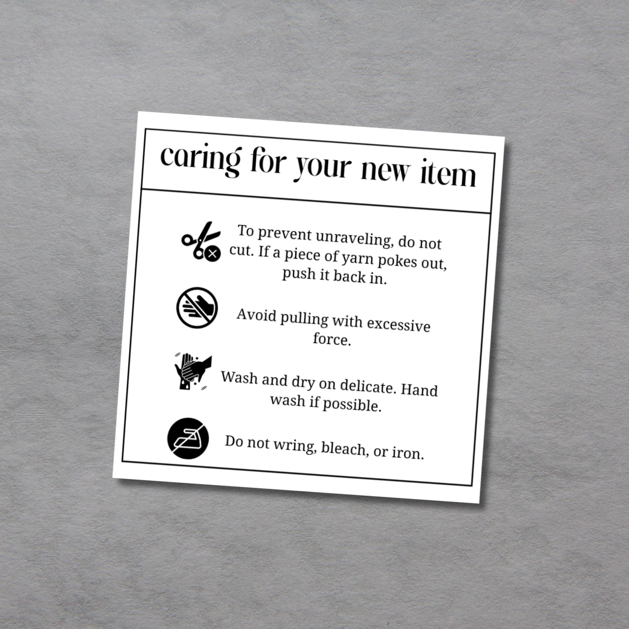 Editable Crotchet Care Card Template | Instant Digital Download ...