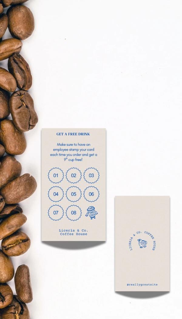 Coffee Shop Rewards Card: Editable Loyalty Template (digital Download ...