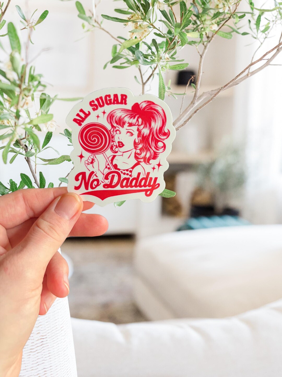All Sugar, No Daddy Vinyl Sticker | Retro Girl | Funny Stickers - Etsy