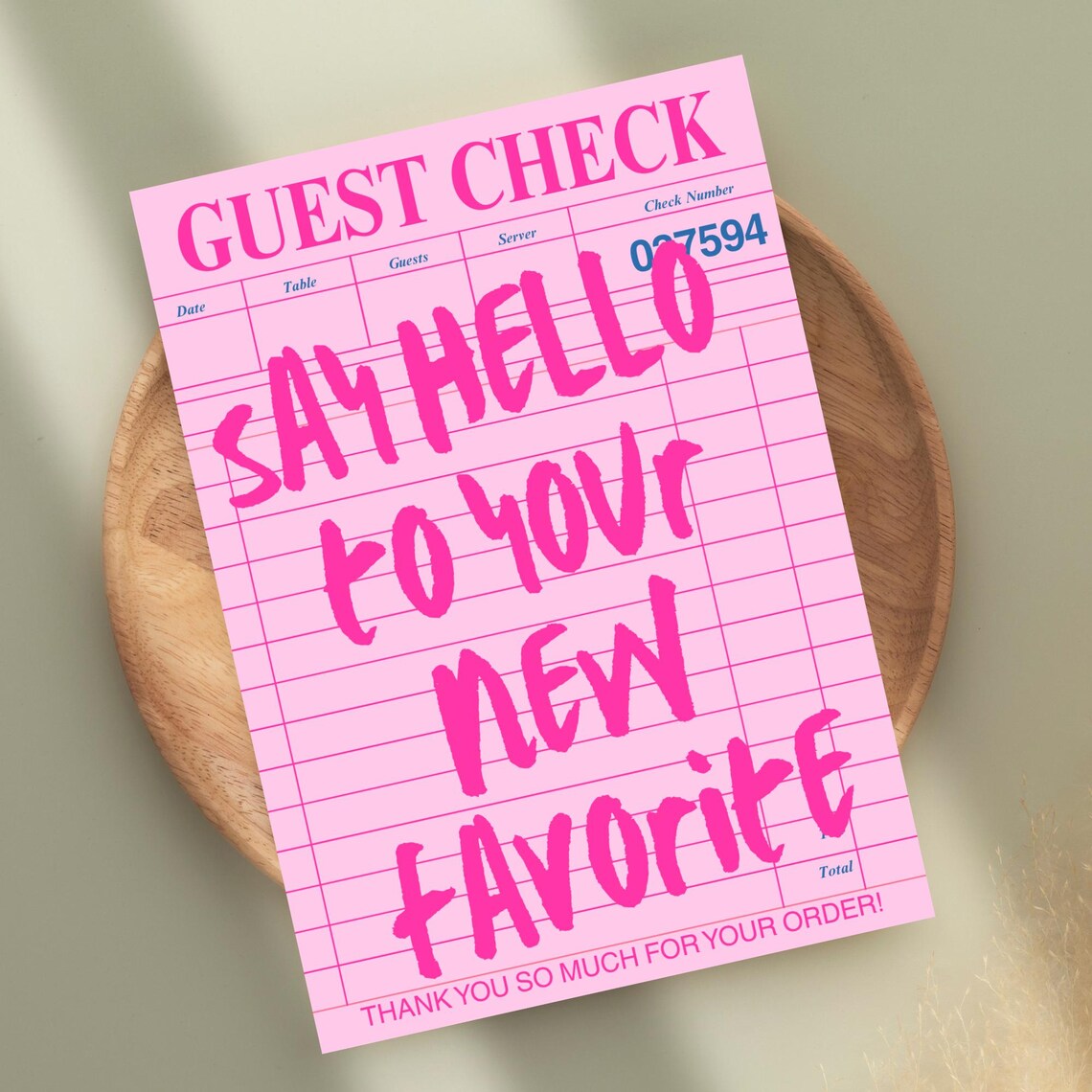 Guest Check Thank You Card Template: Printable Small Business Packaging ...