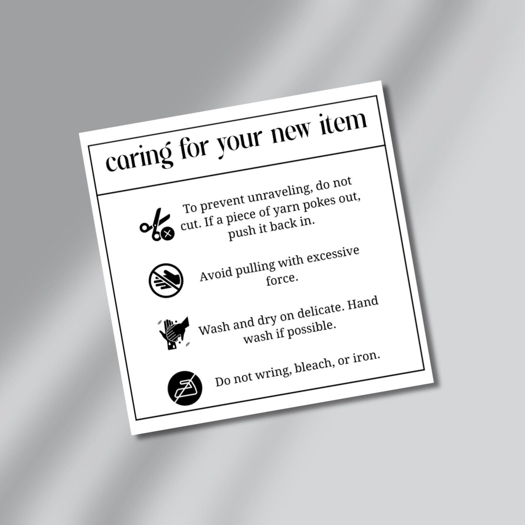 Editable Crotchet Care Card Template | Instant Digital Download ...