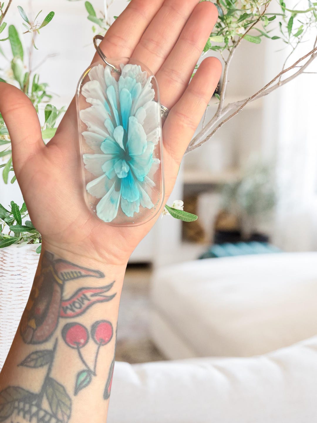 Custom 3D Flower Keychain Epoxy Resin - Etsy