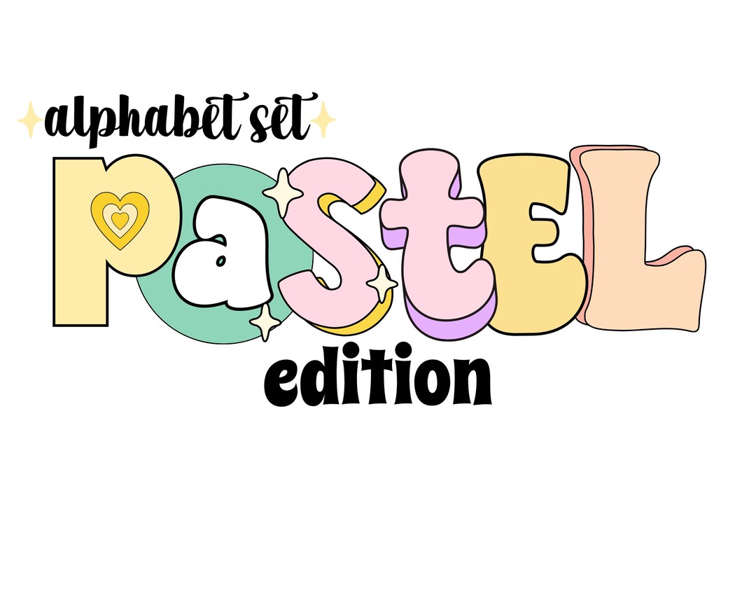 Retro Pastel Alphabet Set: PNG, SVG Letters for Sublimation, Clipart, T ...