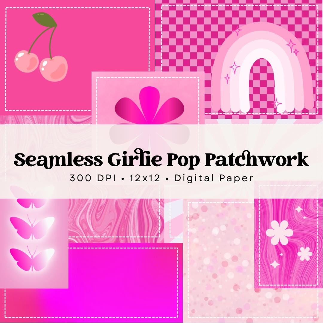 Hot Pink Seamless Patchwork Digital File | Seamless Digital Pattern ...