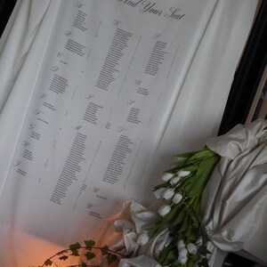 Satin Fabric Draped Seating Chart, Wedding Seating Chart, Fabric ...