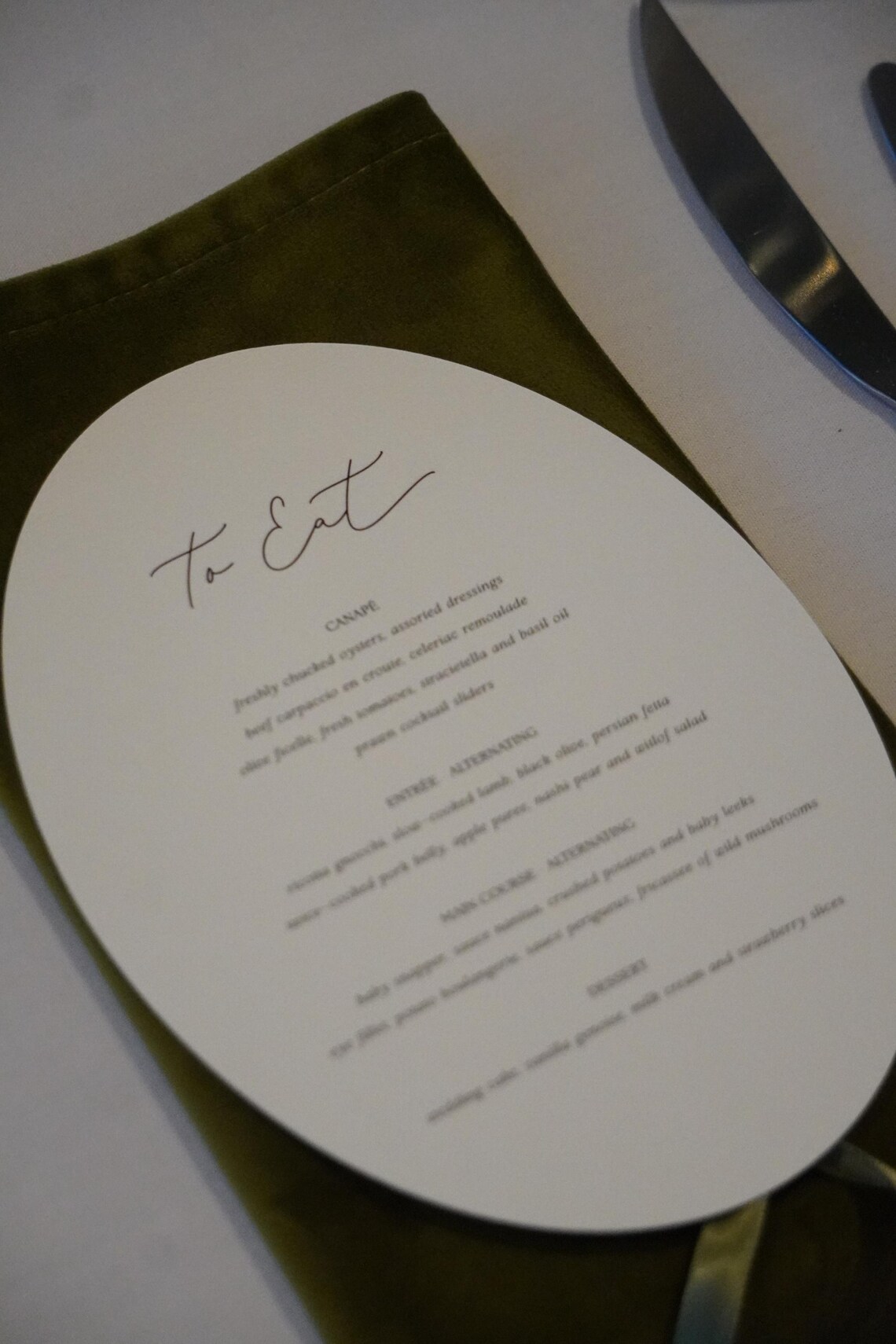 Oval Menus & Bows - Etsy