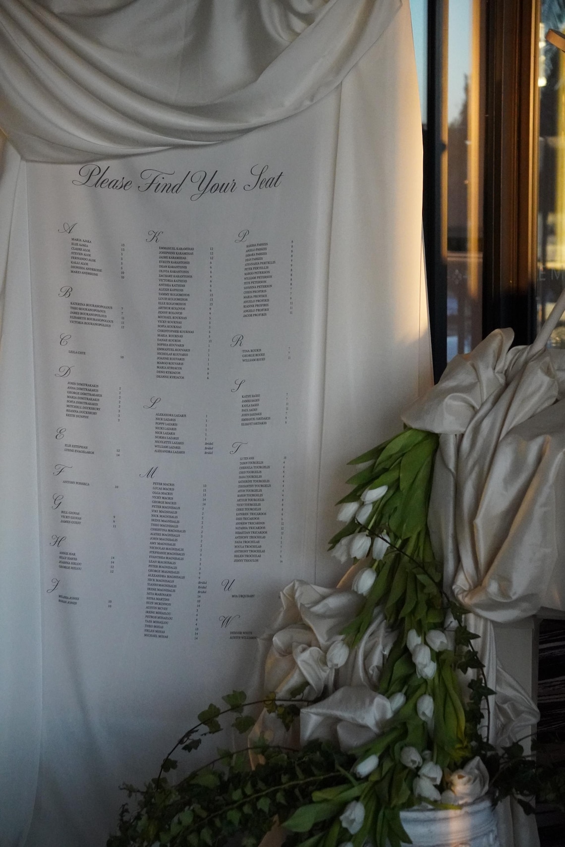 Satin Fabric Draped Seating Chart, Wedding Seating Chart, Fabric ...