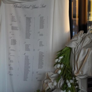 Satin Fabric Draped Seating Chart, Wedding Seating Chart, Fabric ...