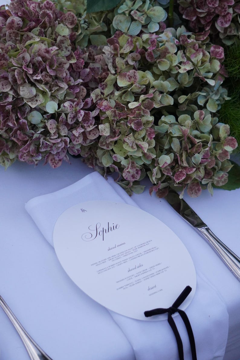 Oval Menus & Velvet Bows - Etsy
