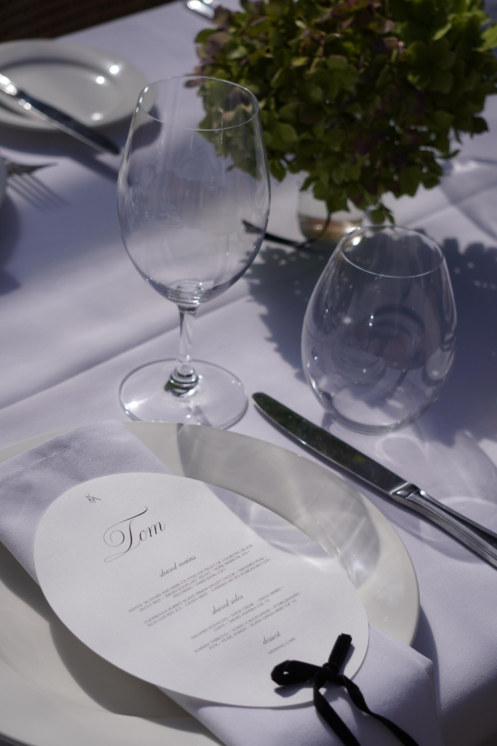 Oval Menus & Velvet Bows - Etsy